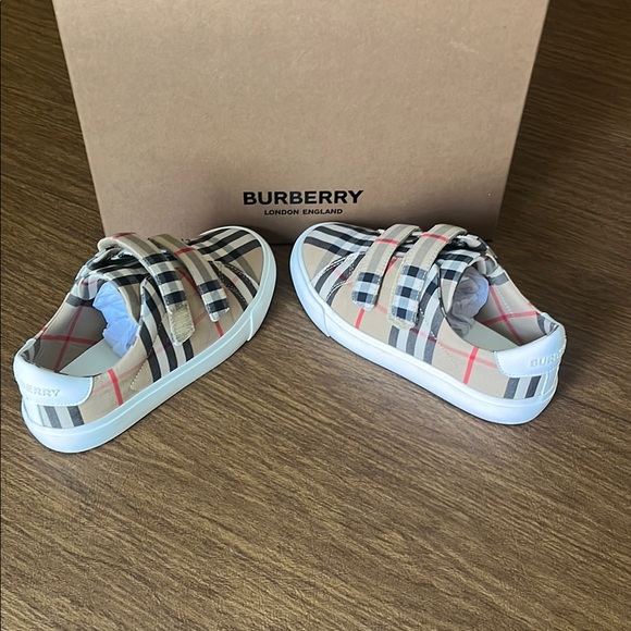 Burberry | Shoes | Burberry Tan And Blue Sneakers With Iconic Check ...
